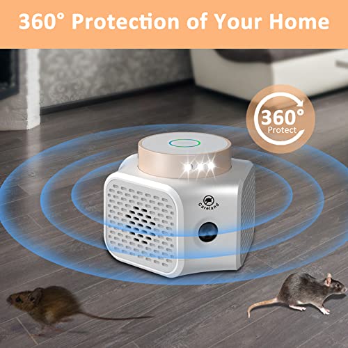 Careland Plug in Ultrasonic Rodent Repellent Indoor Squirrel Mouse Repeller Rat Deterrent with Ultrasound Waves and LED Strobe Lights