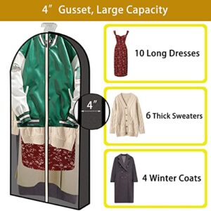 Garment Bags for Hanging Clothes, 60" Garment Bag With 4" Gussetes, Garment Bags for Storage, Suit Bag for Closet Storage, 5 Packs, Black