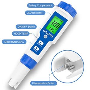 ORAPXI Salt Water Pool Tester 5 in 1 Salt SG TDS EC Temp Digital Pool Salt Meter 0-100 PPT & 1.000-1.070 Specific Gravity for Aquarium, Seawater, Salt Fish Tank, Marine Monitoring