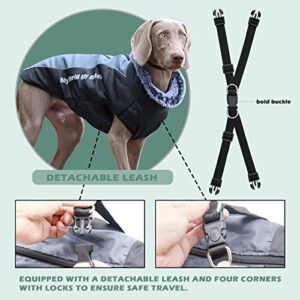 Estefanlo Dog Coat,Warm Dog Jacket Winter Coat Paded Dog Vest Reflective Dog Cold Weather Coats with Harness Built in Waterproof Dog Snow Jacket with Zipper Dog Clothes (XL) Black