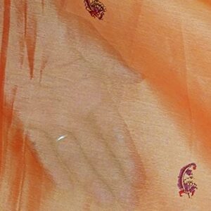 Peegli Vintage Orange Saree Paisley Printed DIY Craft Fabric Poly Silk Sari