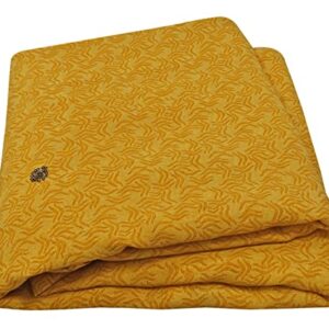 Peegli Indian Vintage Yellow Saree Paisley Pattern Sequins Work Sari Georgette DIY Craft Fabric