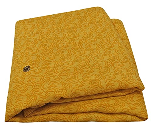 Peegli Indian Vintage Yellow Saree Paisley Pattern Sequins Work Sari Georgette DIY Craft Fabric