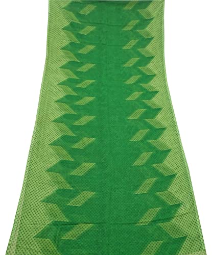 Peegli Vintage Green Saree Abstract Printed Curtain Drape Fabric Georgette DIY Craft Sari