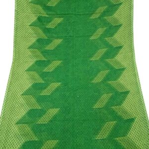 Peegli Vintage Green Saree Abstract Printed Curtain Drape Fabric Georgette DIY Craft Sari