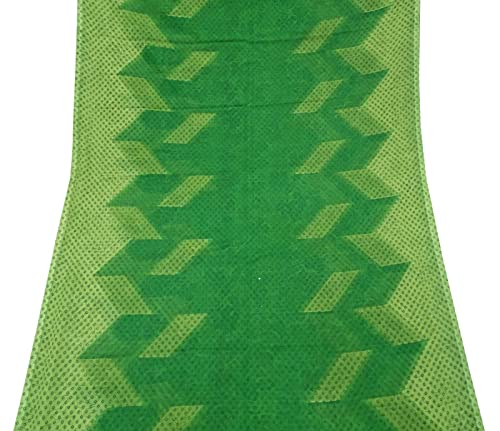 Peegli Vintage Green Saree Abstract Printed Curtain Drape Fabric Georgette DIY Craft Sari