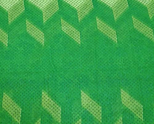 Peegli Vintage Green Saree Abstract Printed Curtain Drape Fabric Georgette DIY Craft Sari