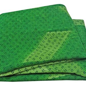 Peegli Vintage Green Saree Abstract Printed Curtain Drape Fabric Georgette DIY Craft Sari