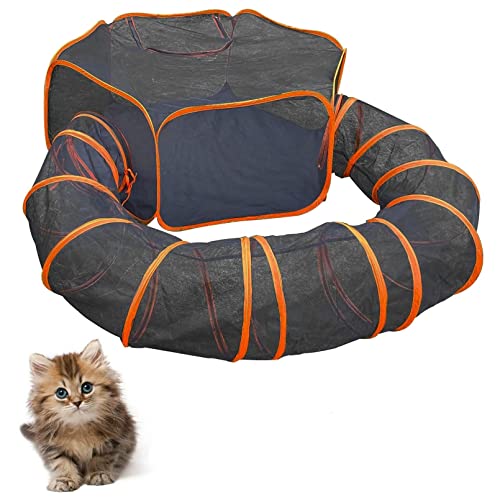 Hamiledyi Outdoor Cat Enclosures Playground Cat Large Playpen Portable Cat Cage Kitten Collapsible Play House Kitty Toy Tunnel Surround Breathable Fun Playpen for Cat Chinchilla Bunny Dogs Guinea Pig