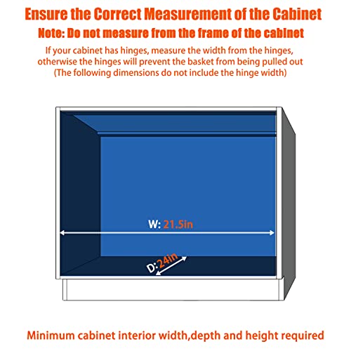 ROOMTEC Pull Out Cabinet Organizer, Cabinet Pull Out Shelves 20" W x 21" D, Heavy Duty Cabinet Drawers Slide Out Kitchen Cabinet Organizers Storage Shelf