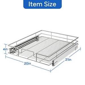 ROOMTEC Pull Out Cabinet Organizer, Cabinet Pull Out Shelves 20" W x 21" D, Heavy Duty Cabinet Drawers Slide Out Kitchen Cabinet Organizers Storage Shelf