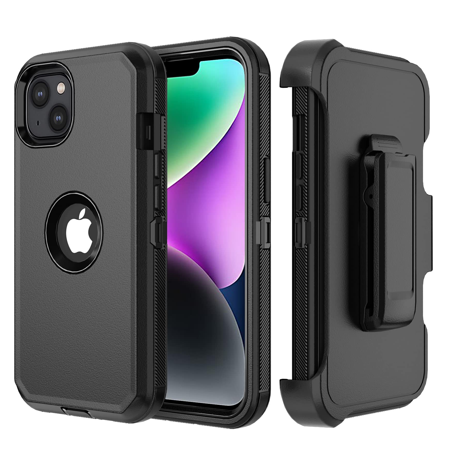 TASHHAR Phone Case for iPhone 14 Case,Heavy Duty Hard Shockproof Armor Protector Case Cover with Belt Clip Holster for Apple iPhone 14 6.1 5G 2022 Phone Case (Black)