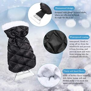 Ice Scraper Mitt for Car Windshield, Waterproof Snow Remover Scraper Glove with Thick Fleece Lining for Home Car Window Snow Remover Scratch-Free