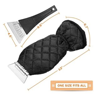 Ice Scraper Mitt for Car Windshield, Waterproof Snow Remover Scraper Glove with Thick Fleece Lining for Home Car Window Snow Remover Scratch-Free