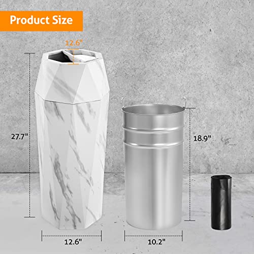 WICHEMI Commercial Outdoor Trash Can Stainless Steel Outdoor Trash Can with Lid, Removable Inner Bucket Garbage Can for Home, Office, Restaurant and Elevator Entrance