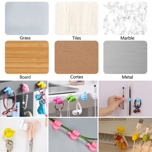 Thumb Hooks Silicone, 20 Pcs Self Adhesive Thumb Hook Wall Hangers for Cable Clip Key Hat Makeup Brush Holder