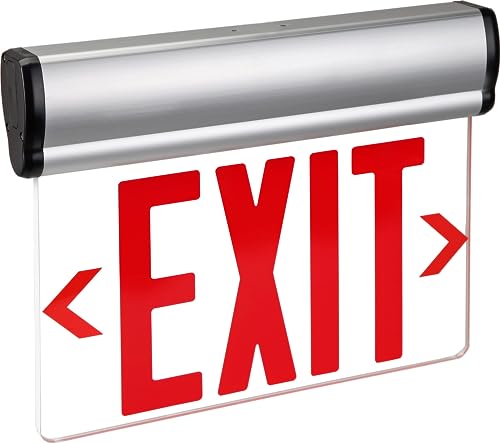 Garrini LED Emergency Exit Sign Double face with Backup Battery UL Certified Wall Ceiling Mounting Acrylic Mirror Replaceable Panel Removable Indicator Arrows, Fire Resistant GSEL-200DR(Double face)