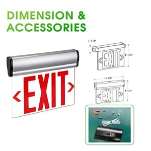 Garrini LED Emergency Exit Sign Double face with Backup Battery UL Certified Wall Ceiling Mounting Acrylic Mirror Replaceable Panel Removable Indicator Arrows, Fire Resistant GSEL-200DR(Double face)