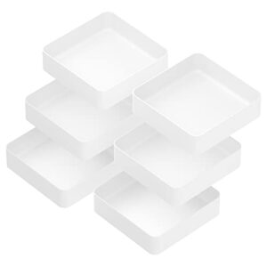 6 pcs stackable drawer organizer set, 6.6" x 6.6" square plastic vanity drawer organizers and storage bins, desk drawer organizer trays for makeup, bathroom countertop, office drawer divider, white