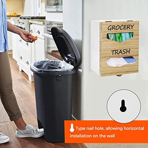 2 Components Trash Bag Organizer Dispenser, Garbage Bag Dispenser Plastic Bag Holder with Lid, Trash Bag Roll Holder for Plastic Bags, Grocery Bag Dispenser for Home & Kitchen Organization