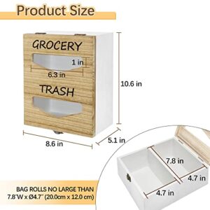 2 Components Trash Bag Organizer Dispenser, Garbage Bag Dispenser Plastic Bag Holder with Lid, Trash Bag Roll Holder for Plastic Bags, Grocery Bag Dispenser for Home & Kitchen Organization