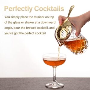 Eligara Julep Strainer - Cocktail Strainer for Drinks, Bar Stainless Steel Cocktails Strainers Spoon Tool with Handle - Use with Cocktail Shakers, Mixing Glasses (Gold)