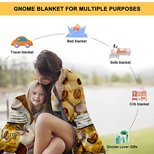 Ivarunner Gnome Blanket - Soft Fall Throw Blanket for Couch, Fuzzy Blankets, Gnome Gifts for Women, Coffee Gnome Blankets and Throws for Adults, Women, Girls, 50''x60''