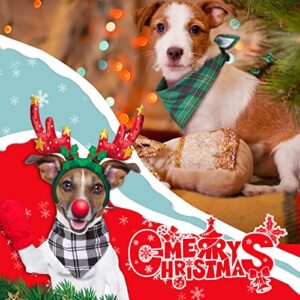 50 Pieces Christmas Dog Bandanas Classic Plaid Dog Bandanas for Dogs Triangle Scarf Plaid Dog Kerchief for Christmas Pet Costume Accessories Decoration (25.6 x 17.7 x 17.7 Inch)