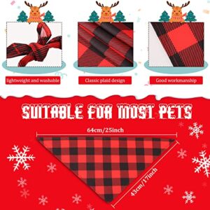 50 Pieces Christmas Dog Bandanas Classic Plaid Dog Bandanas for Dogs Triangle Scarf Plaid Dog Kerchief for Christmas Pet Costume Accessories Decoration (25.6 x 17.7 x 17.7 Inch)