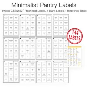 VUDECO Kitchen Labels White Kitchen Pantry Labels Minimalist Pantry Labels Preprinted Waterproof Pantry Labels for Containers Labels for Spice Jars Glass Bins Food Organization Labels Stickers