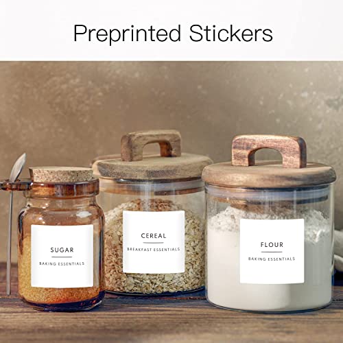 VUDECO Kitchen Labels White Kitchen Pantry Labels Minimalist Pantry Labels Preprinted Waterproof Pantry Labels for Containers Labels for Spice Jars Glass Bins Food Organization Labels Stickers