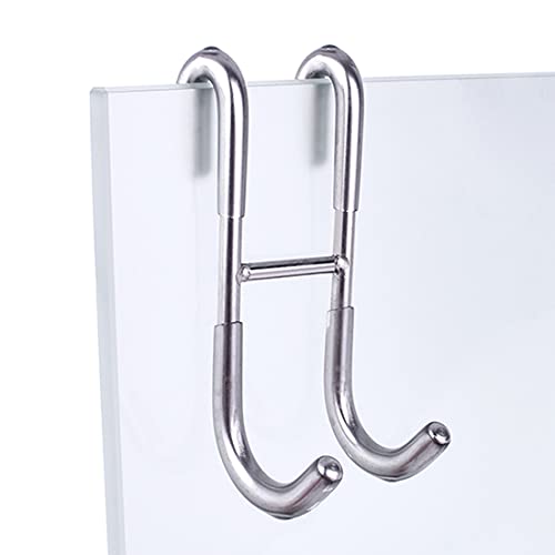 Hallyware Shower Door Hooks SUS 304 Stainless Steel Bathroom Frameless Glass Shower Door S Hooks for Hanging Coat ,Towel,Bathrobe,Squeegee,Loofah,Shaver (Silver,3-Pack)