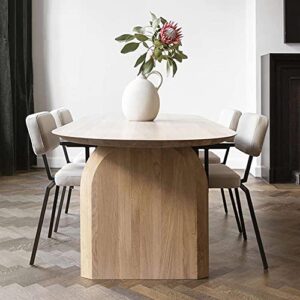 BAYCHEER Modern Solid Wood Top Oval Dinette Table Wood Base Dining Table for Living Room - Natural Wood 63" L x 27.6" W x 29.5" H (Table Only)