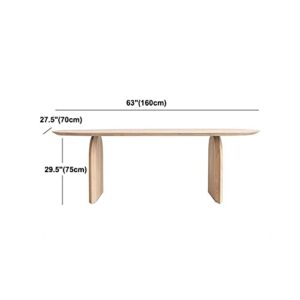 BAYCHEER Modern Solid Wood Top Oval Dinette Table Wood Base Dining Table for Living Room - Natural Wood 63" L x 27.6" W x 29.5" H (Table Only)