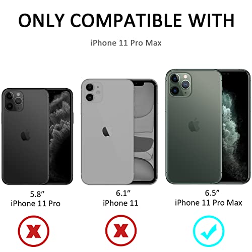 Nvollnoe for iPhone 11 Pro Max Case with Sliding Camera Cover and Card Holder Heavy Duty Protective iPhone 11 Pro Max Case with Ring Magnetic Kickstand Phone Case for iPhone 11 Pro Max 6.5''(Black)