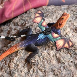 Bearded Dragon Leash Harness,Leather Removable Lizard Leash with Lizard Wing for Bearded Dragon Lizard Reptiles