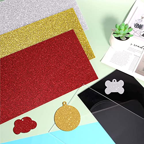 Csyidio 5 PCS Clear Acrylic Sheet for Laser Cutting Cast Glitter Acrylic Plastic Panel Sheet for DIY Art Crafts, Home Decor, 6.3 x 11.4 Inch (Clear, Black, Gold, Silver, Red)