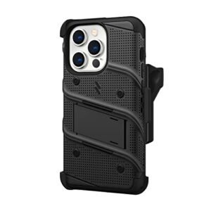 ZIZO Bolt Bundle for iPhone 14 Pro (6.1) Case with Screen Protector Kickstand Holster Lanyard - Black