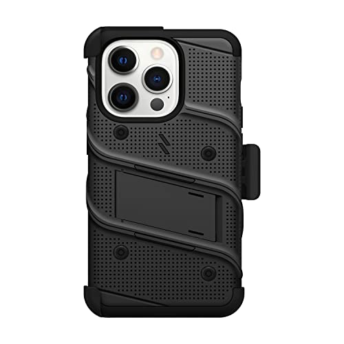 ZIZO Bolt Bundle for iPhone 14 Pro (6.1) Case with Screen Protector Kickstand Holster Lanyard - Black