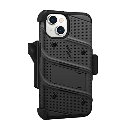 ZIZO Bolt Bundle for iPhone 14 (6.1) Case with Screen Protector Kickstand Holster Lanyard - Black