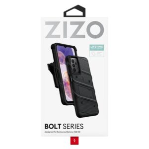 ZIZO Bolt Bundle for Galaxy A23 5G Case with Screen Protector Kickstand Holster Lanyard - Black