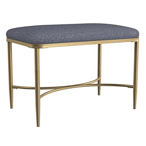 Hillsdale, Wimberly Modern Backless Metal Vanity Stool with Rectangular Seat for Makeup Room or Bathroom, Gold with Blue