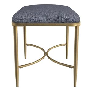 Hillsdale, Wimberly Modern Backless Metal Vanity Stool with Rectangular Seat for Makeup Room or Bathroom, Gold with Blue