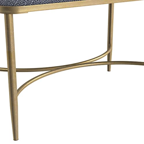 Hillsdale, Wimberly Modern Backless Metal Vanity Stool with Rectangular Seat for Makeup Room or Bathroom, Gold with Blue