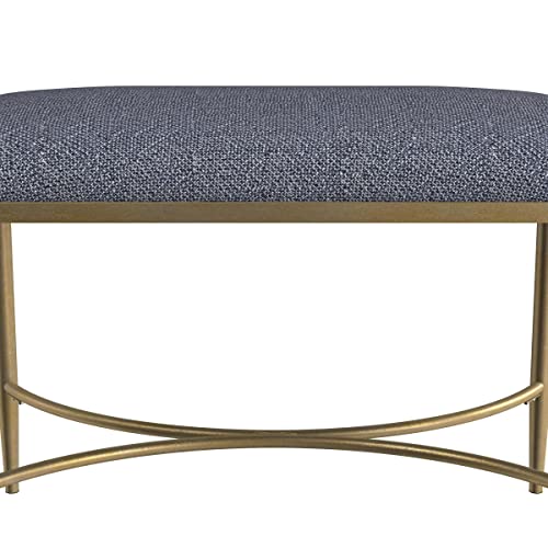 Hillsdale, Wimberly Modern Backless Metal Vanity Stool with Rectangular Seat for Makeup Room or Bathroom, Gold with Blue