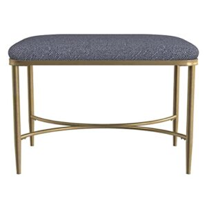 Hillsdale, Wimberly Modern Backless Metal Vanity Stool with Rectangular Seat for Makeup Room or Bathroom, Gold with Blue