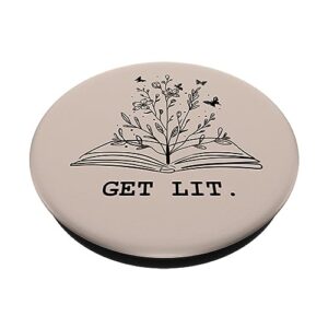 Get Lit Library Book Wildflowers Lovers Literature Teacher PopSockets Standard PopGrip