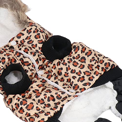 Dog Fleece Hoodie, Leopard Print Thicken Pet Warm Coat Vest Clothes Apparel for Small Medium Dogs S