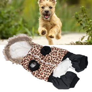 Dog Fleece Hoodie, Leopard Print Thicken Pet Warm Coat Vest Clothes Apparel for Small Medium Dogs S