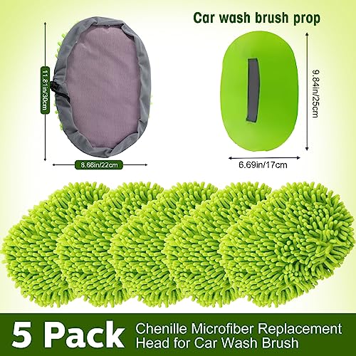 Tallew 5 Pcs Car Wash Mitt Car Wash Kit, Car Wash Brush Not Included, Microfiber Mitt Car Wash Detail Car Cleaning Tools Truck Washing Kit Chenille Scratch Free Replacement Kit for Auto RV Pickup Bus